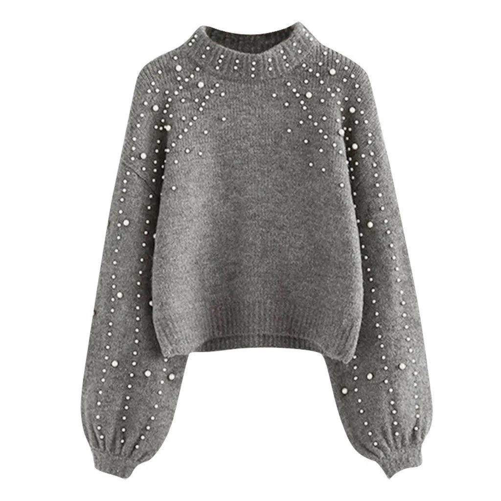 Classic Pearl-Embellished Jumper Sweater – LeeMom